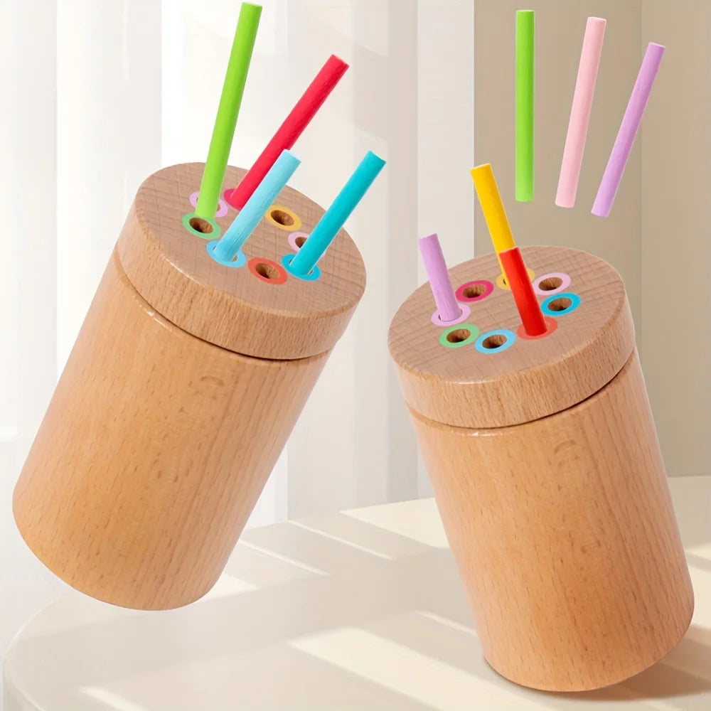 Kids Wooden Straw Hole Sorting Toy on Luulla