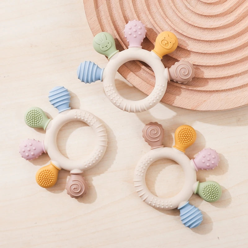 Silicone Baby Teething Rings With Soft Textures on Luulla