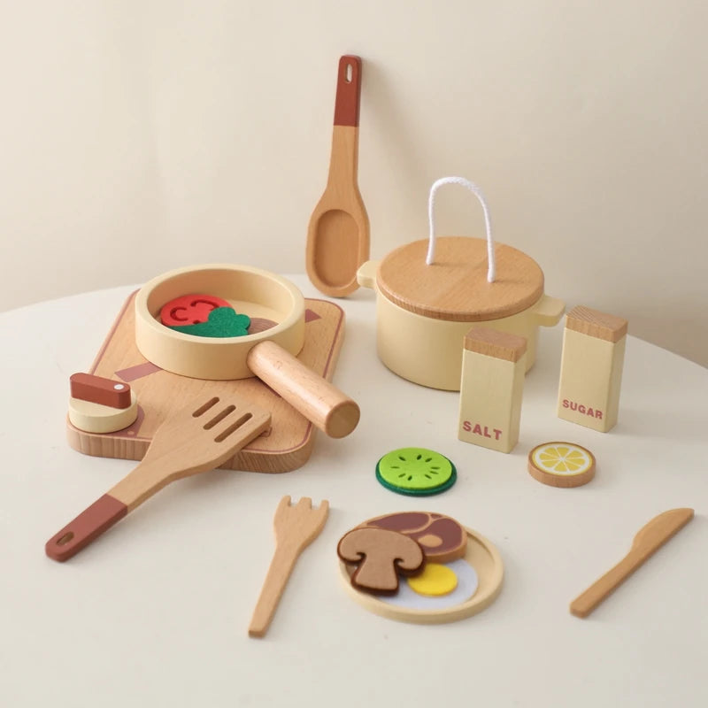 Kids Wooden Kitchen Cooking Play Food Utensils on Luulla