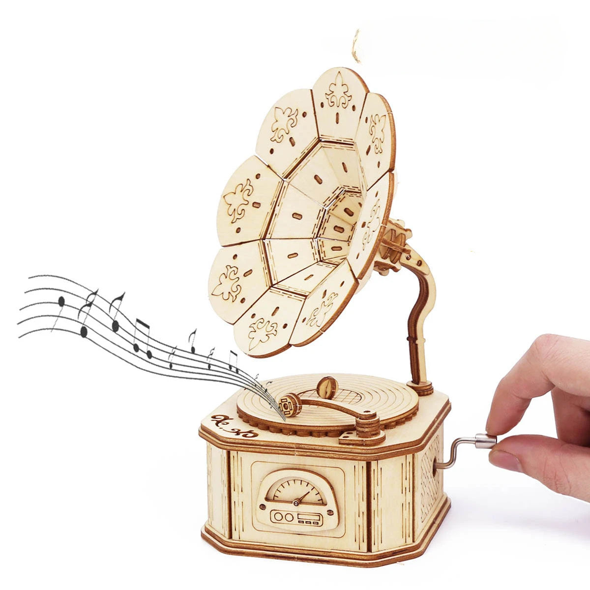 Mechanical Wooden Hand-crank Music Box Kit on Luulla
